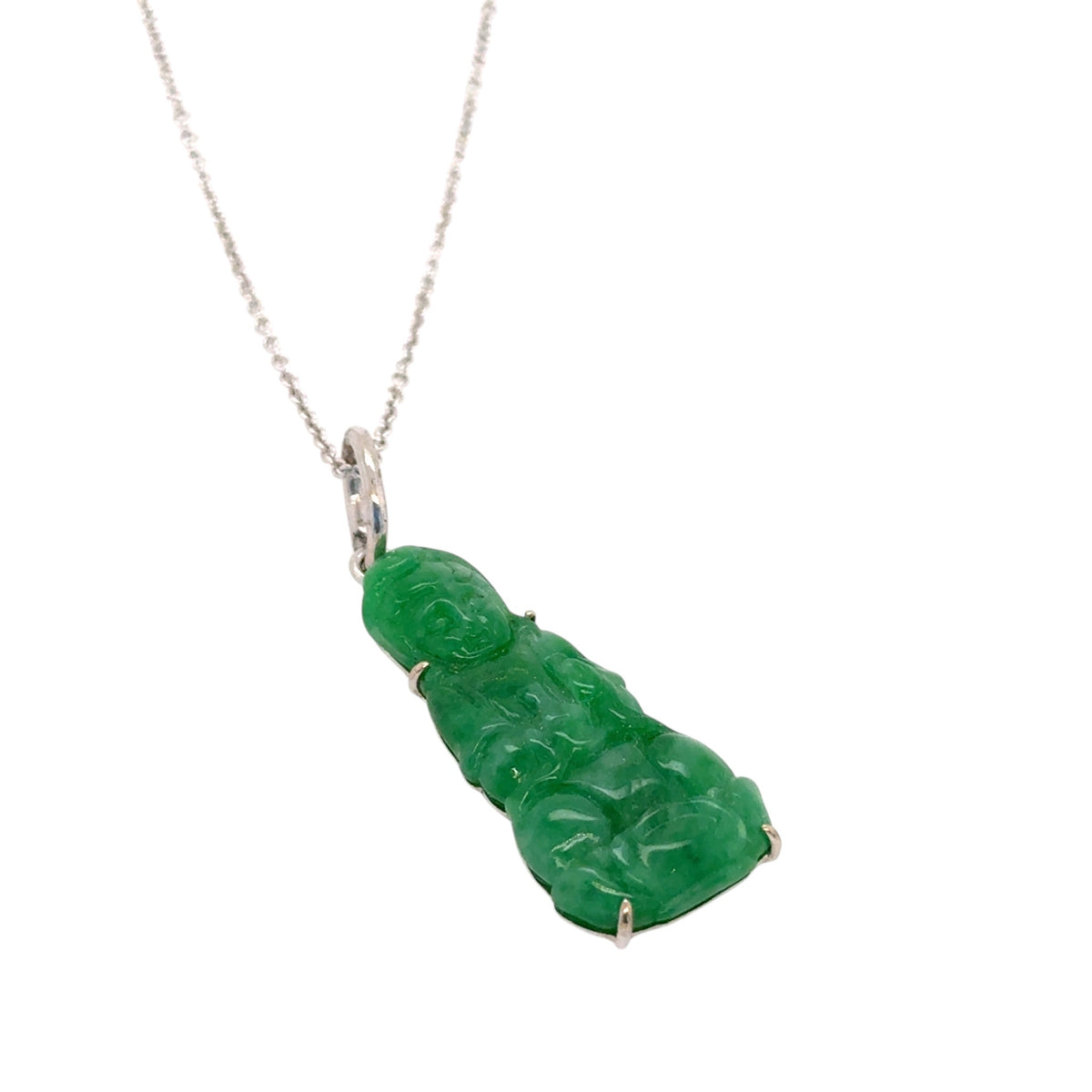 18kt WG Burmese Emerald Green Jadeite Kuan Yin Pendant – Jade By Nikolai