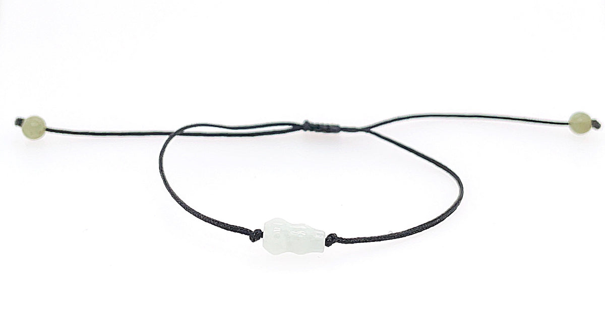 Burmese Jadeite Gourd to Keep Harm & Illness Away Silk Bracelet or Ank ...
